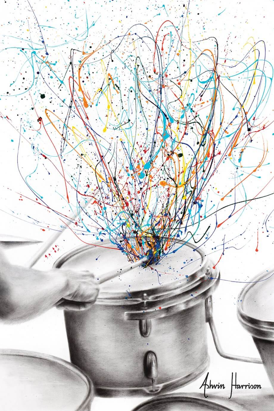 Ashvin Harrison: Watch This Artist’s Charcoal Drawing Splatter Paint ...